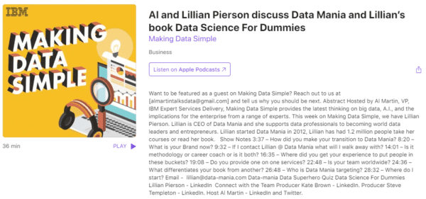 Al and Lillian Pierson discuss Data Mania and Data Science For Dummies ...